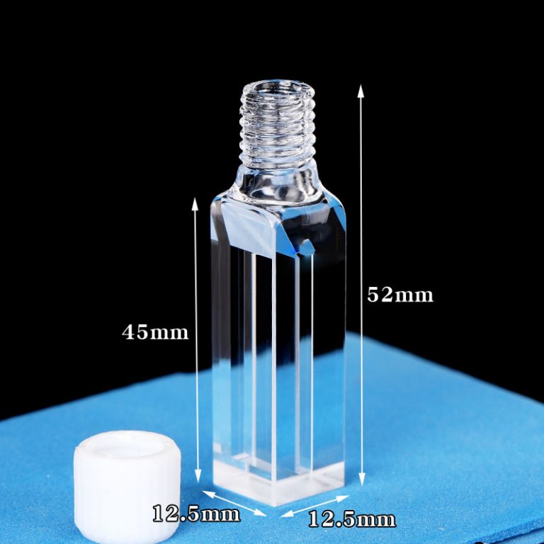 QN74, 1 / 2 / 3 mm Semi Micro Cuvette with Screw Cap, 4 Windows – CotsLab